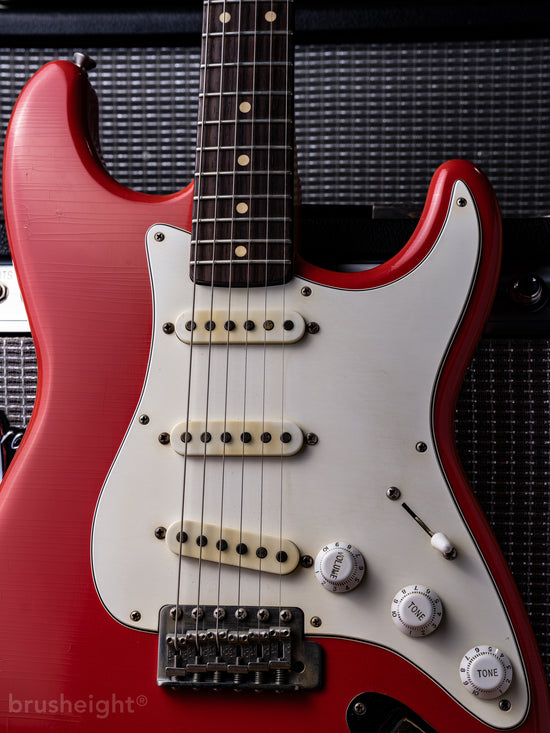 TMG Guitar Co. Dover SSS “Fiesta Red” Soft Aged & Midium Checking – brusheight